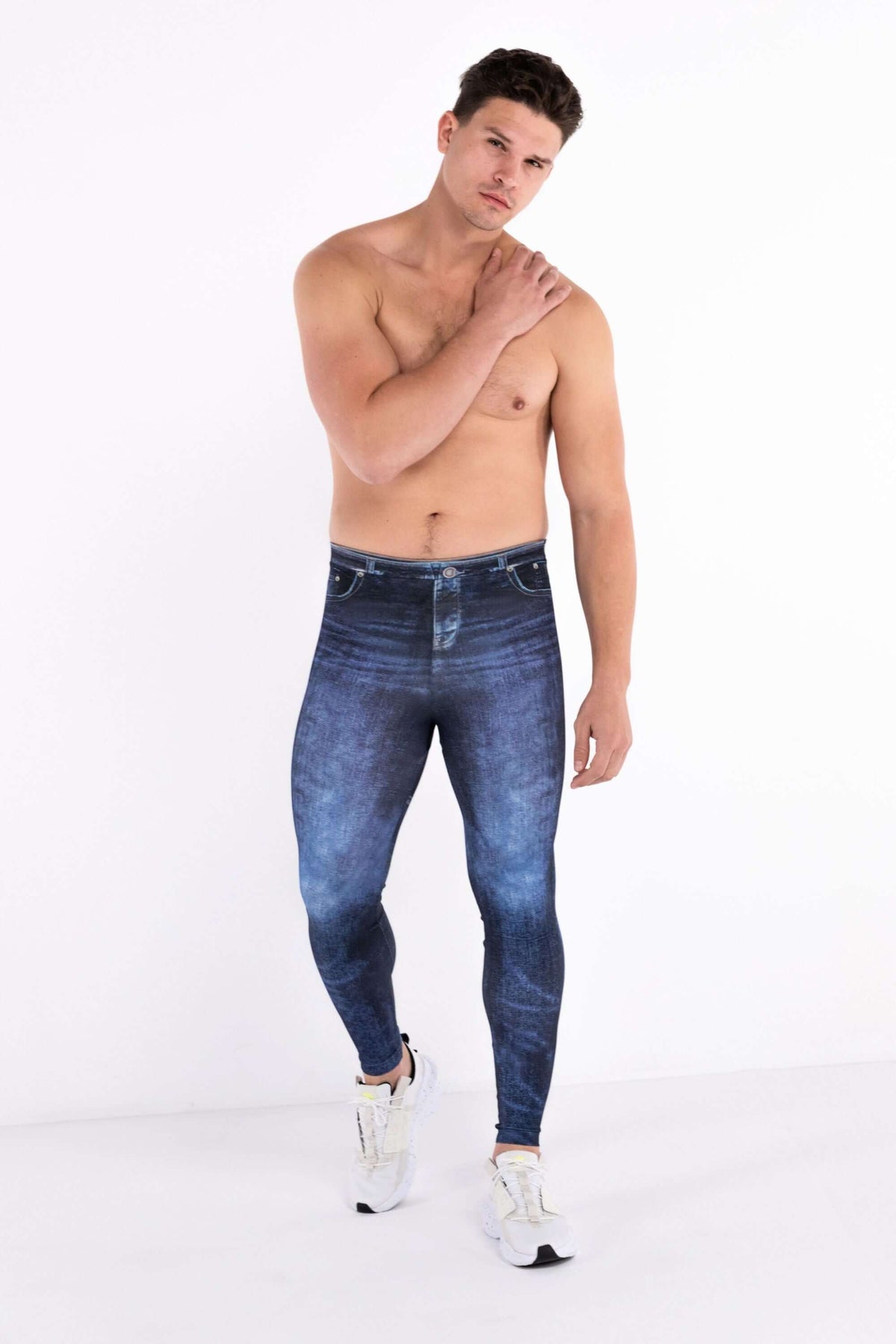 Navy Jean Noah Men's Jean Print Leggings | Blue Jeggings