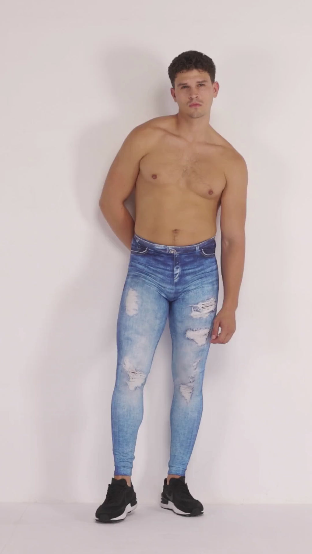 Denim Dan Men's Leggings | Blue Jeans Print | Kapow Meggings