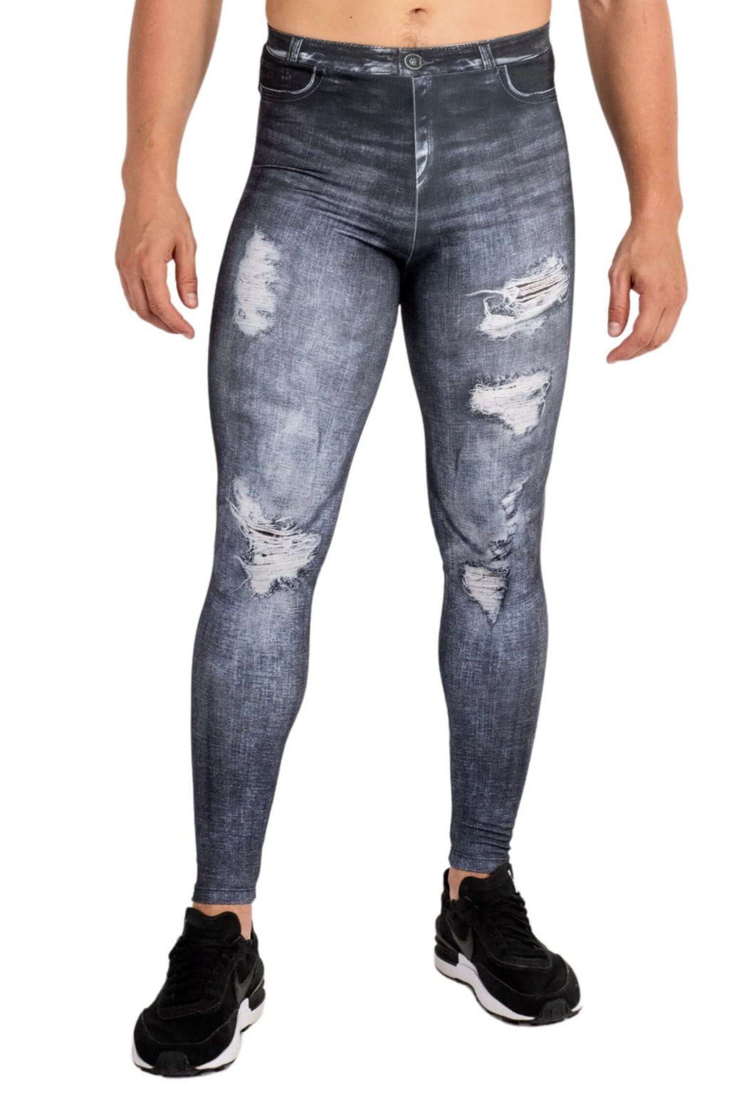 Black Jean Johnny Men's Leggings | Black Jeans Print | Kapow Meggings