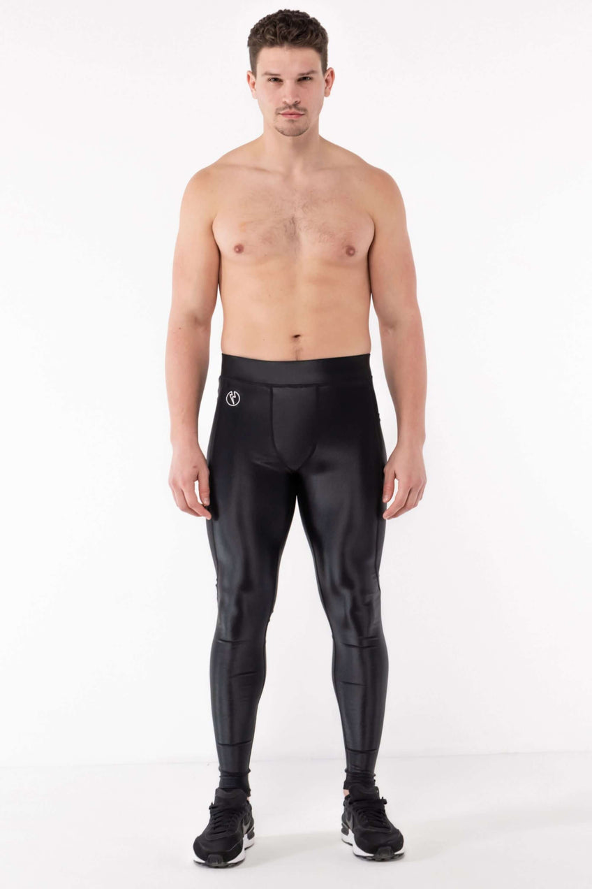 Omega Men's Performance Leggings | Black Shine | Kapow Meggings