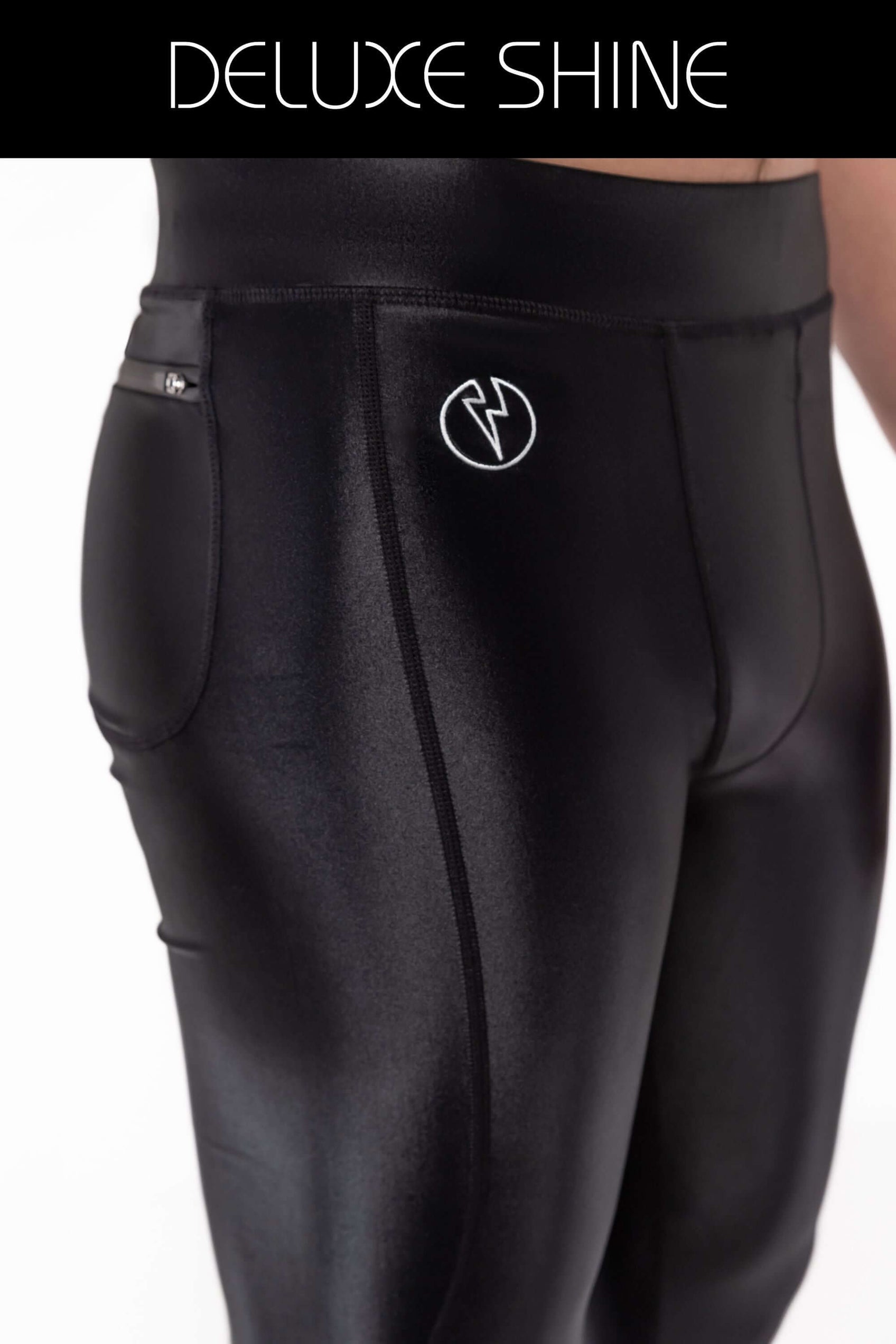 Omega Men's Performance Leggings | Black Shine | Kapow Meggings